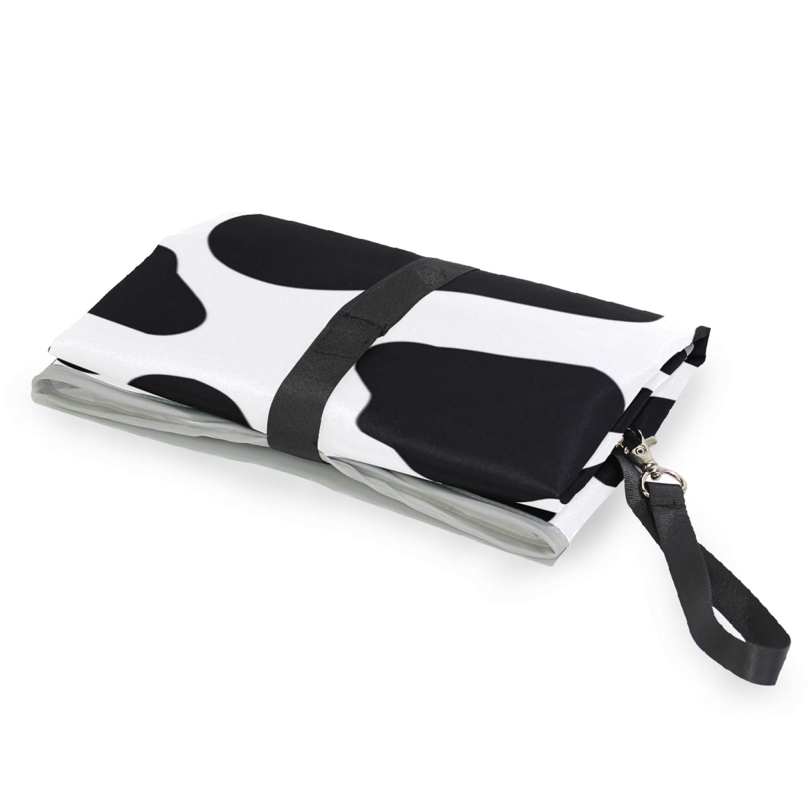 Cow Baby Changing Pad, Portable Diaper Changing Pad, Diaper Bag Mat, Foldable Travel Changing Station | Stroller Strap,Side Pocket for Wipes Diaper