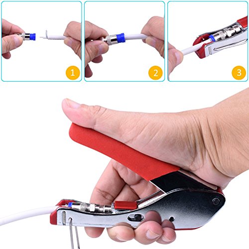 Gaobige Coax Cable Crimper Kit Tool for rg6 rg59 Coaxial Compression Tool Fitting Wire Stripper with Gaobige 10pcs F Compression connectors - Grey