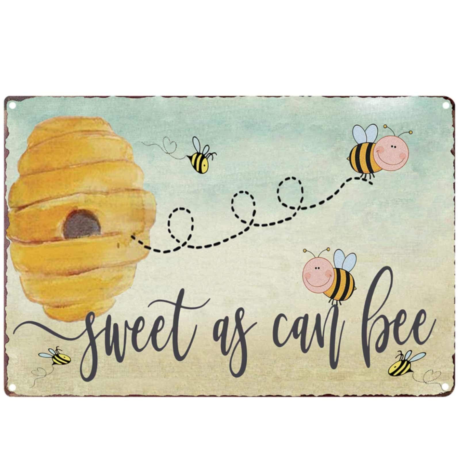 TISOSO Funny Inappropriate Signs Sweet As Can Bee Retro Vintage Metal Sign Farmhouse Country Home Decor Garden Decoration 8X12Inch