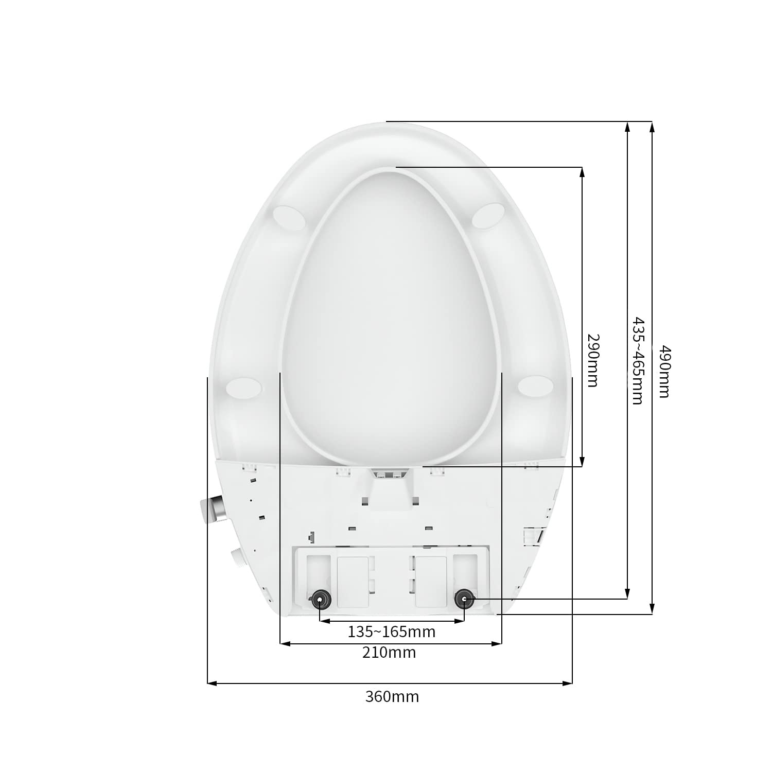 R&T Non-Electric Bidet Toilet Seat Elongated Self-Cleaning Dual Spray Nozzles for Rear & Feminine Wash