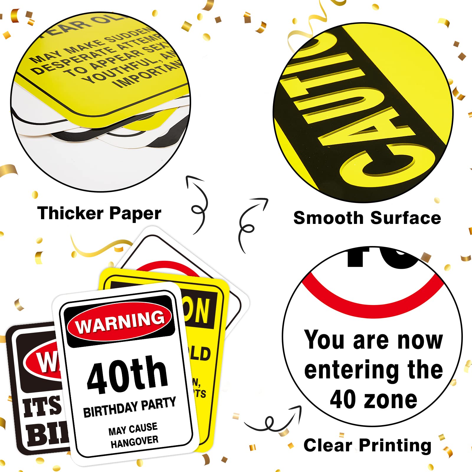 WERNNSAI 40th Birthday Decorations - 9 Pcs 40 Birthday Decorations for Men, 40 Year Old Decorations Signs Table Centerpieces Funny Picture Props, Women 40s Door Windows Wall Decor, Bday Party Garden Banner