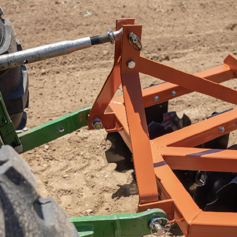 Titan Attachments 3 Point 6ft Notched Disc Harrow Plow Attachment for Cat 1 Tractors, Concave Discs for Tilling, Loosening and Lifting Soil