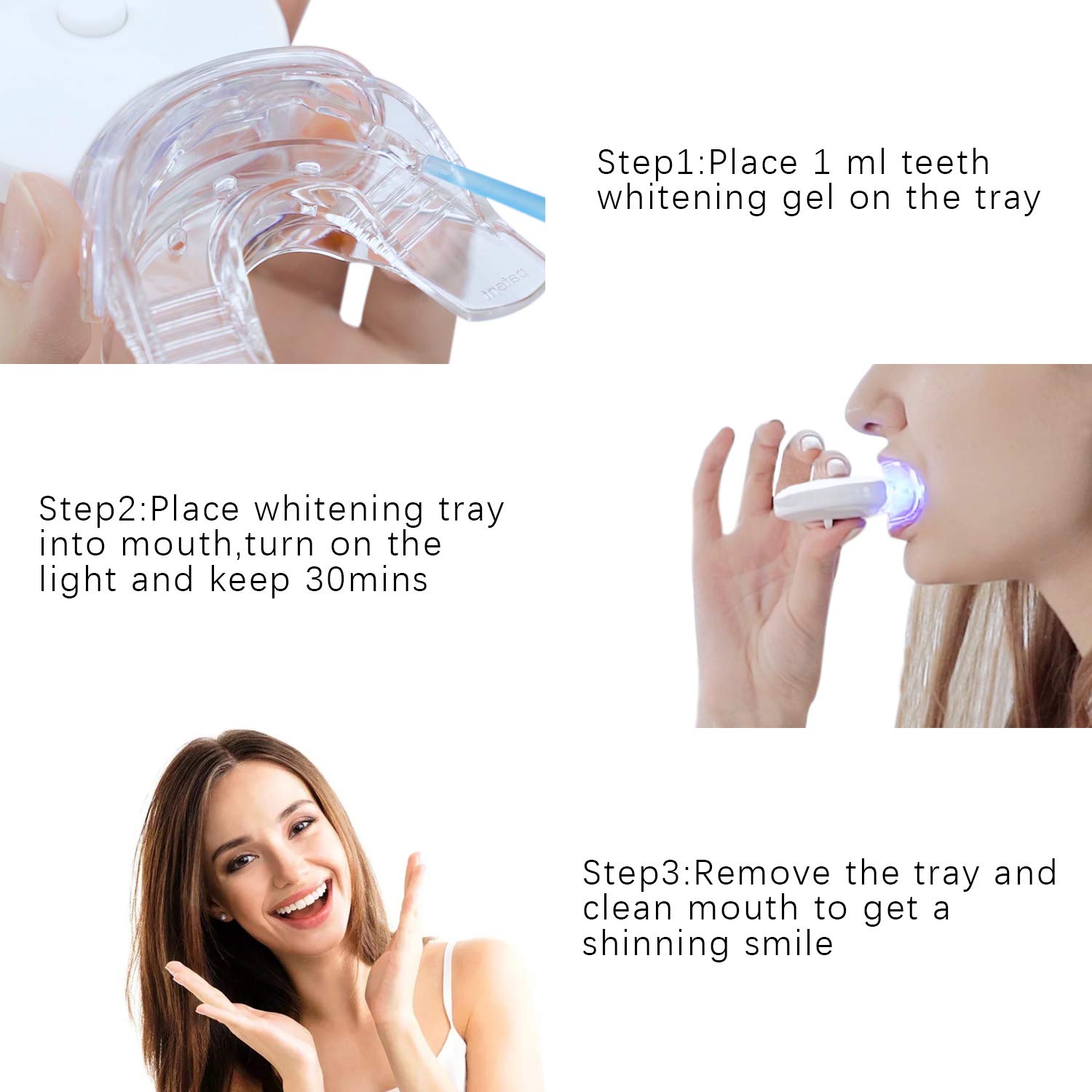 EZGO Teeth Whitening Gel Refill Pack and Remineralization Gel Teeth Whitening LED Light Combo, Non-Sensitive Teeth Whitener Sets Helps to Remove Smoking, Coffee, Wine Stains