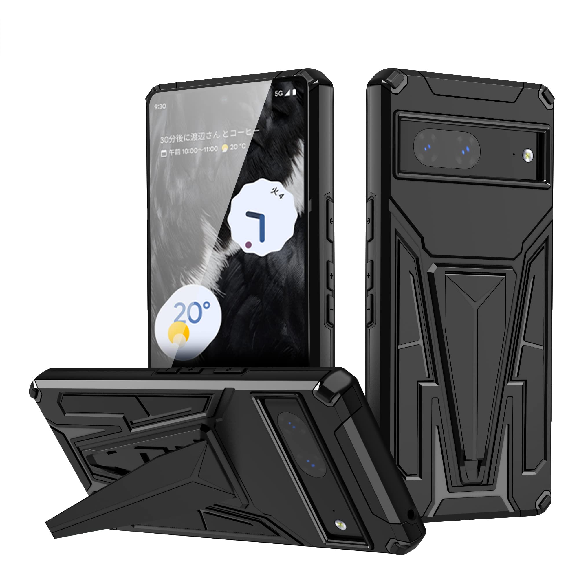 Compatible for Pixel 7 Case with Stand Military Grade Drop Protection Shockproof Matte Textured Bumper Dual Layer Rugged Heavy Duty Protective Cover Google Pixel 7 Case Green