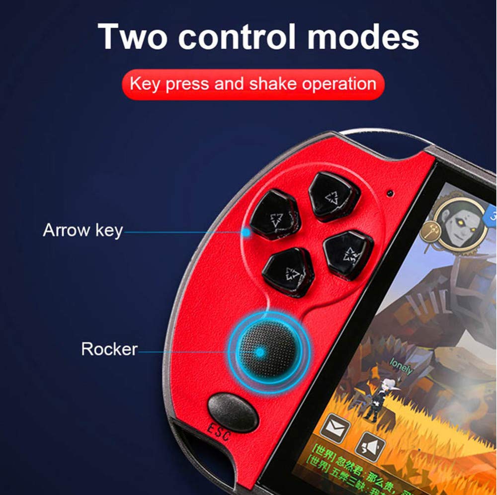 X7 PLUS Handheld Game Console 5.1-inch Dual Joystick Game Console 8GB Built-in 1000 Games Support 32/64/128-bit Video Game Console ( Blue+Red)