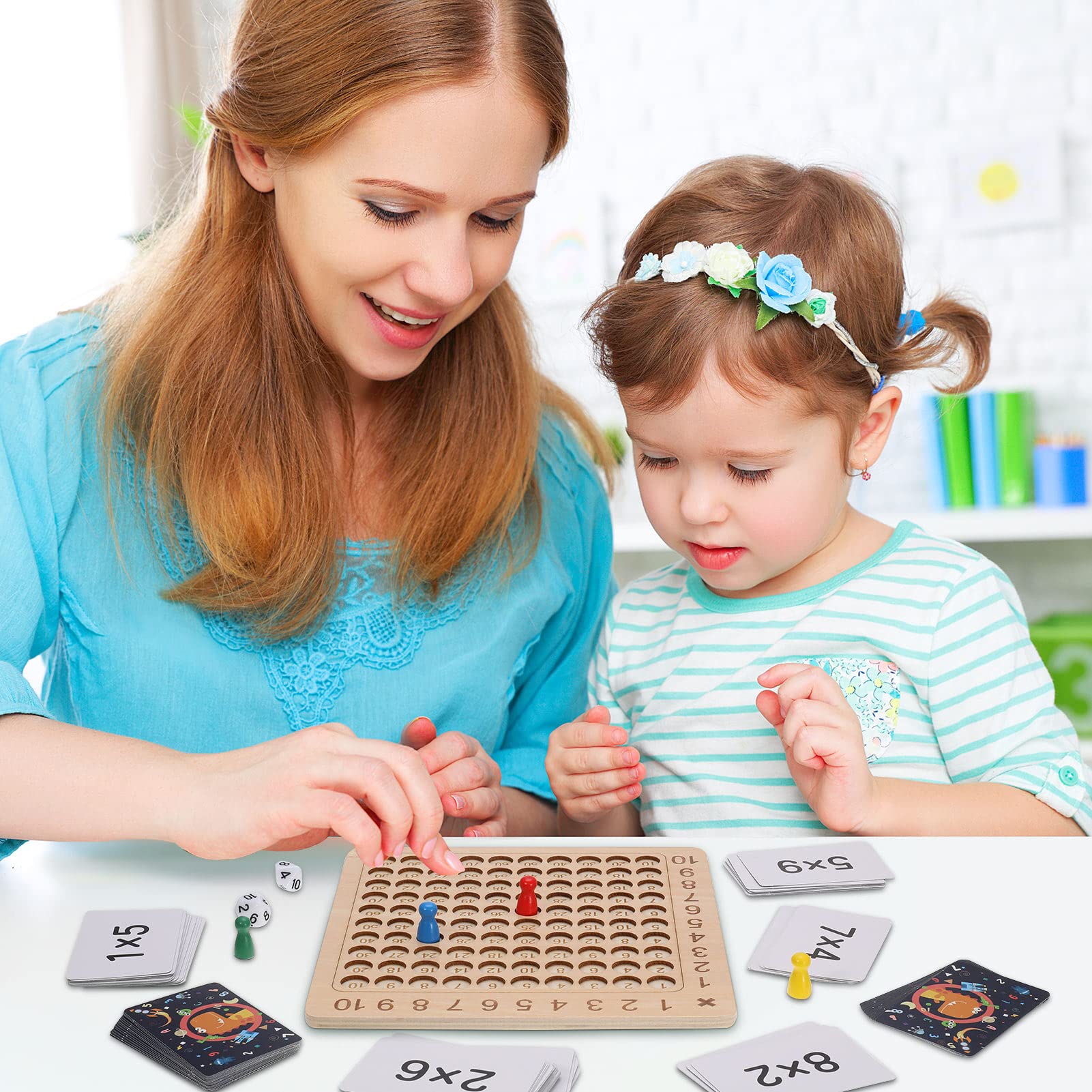DragonflyDreams Wooden Multiplication Table Board Game Montessori Maths Board, Children Counting Toy Educational Wooden Math Table Board Game for Toddlers Kids Over 3 Years Old