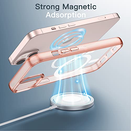 JETech Magnetic Case for iPhone 13 Mini 5.4-Inch Compatible with MagSafe Wireless Charging, Shockproof Phone Bumper Cover, Anti-Scratch Clear Back (Rose Gold)