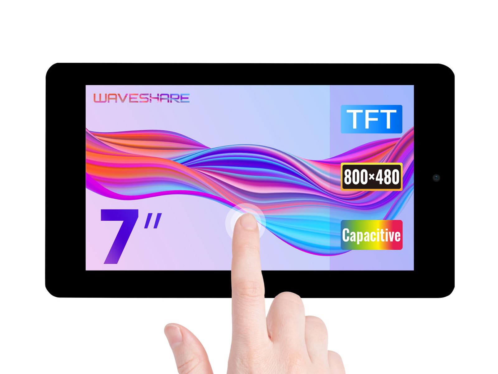 Waveshare 7inch Capacitive Touch Display Compatible with Raspberry Pi 4B/3B+/3A+/3B/2B/B+/A+/CM3/3+/4 with 5MP Front Camera 800×480 Resolution DSI Interface
