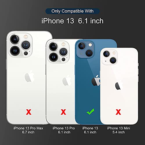 ULAK Compatible with iPhone 13 Wallet Case for Women, Premium PU Leather Flip Cover with Card Holder and Kickstand Feature Protective Phone Case Designed for iPhone 13 6.1 Inch, Blue Marble
