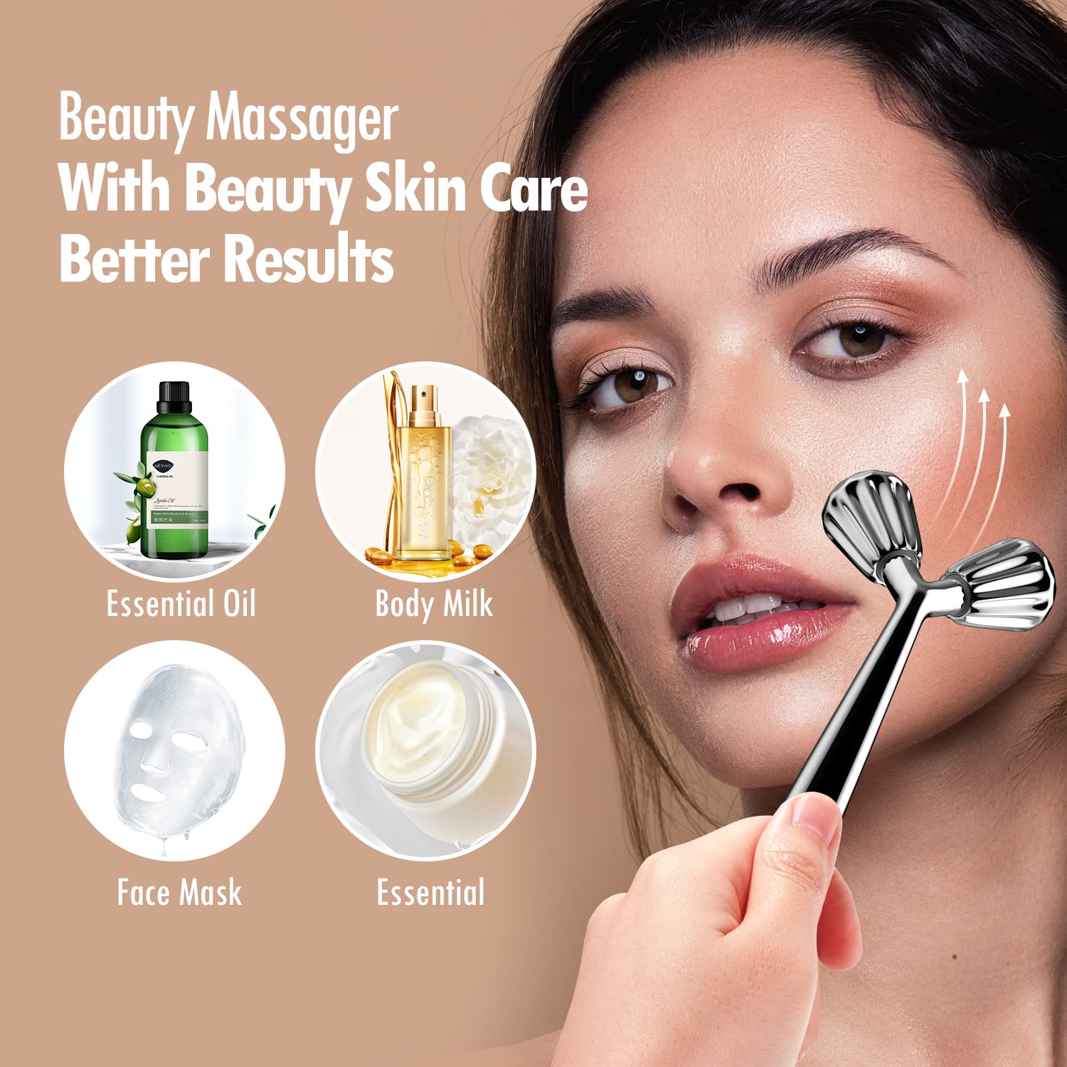 Face Massager Roller Metal Face Roller 3D Facial Roller and Gua Sha Massage Tool Kit Cooling Beauty Skin Roller for Face, Eye, Neck, Body Skin Care Tools Gift Sets for Women