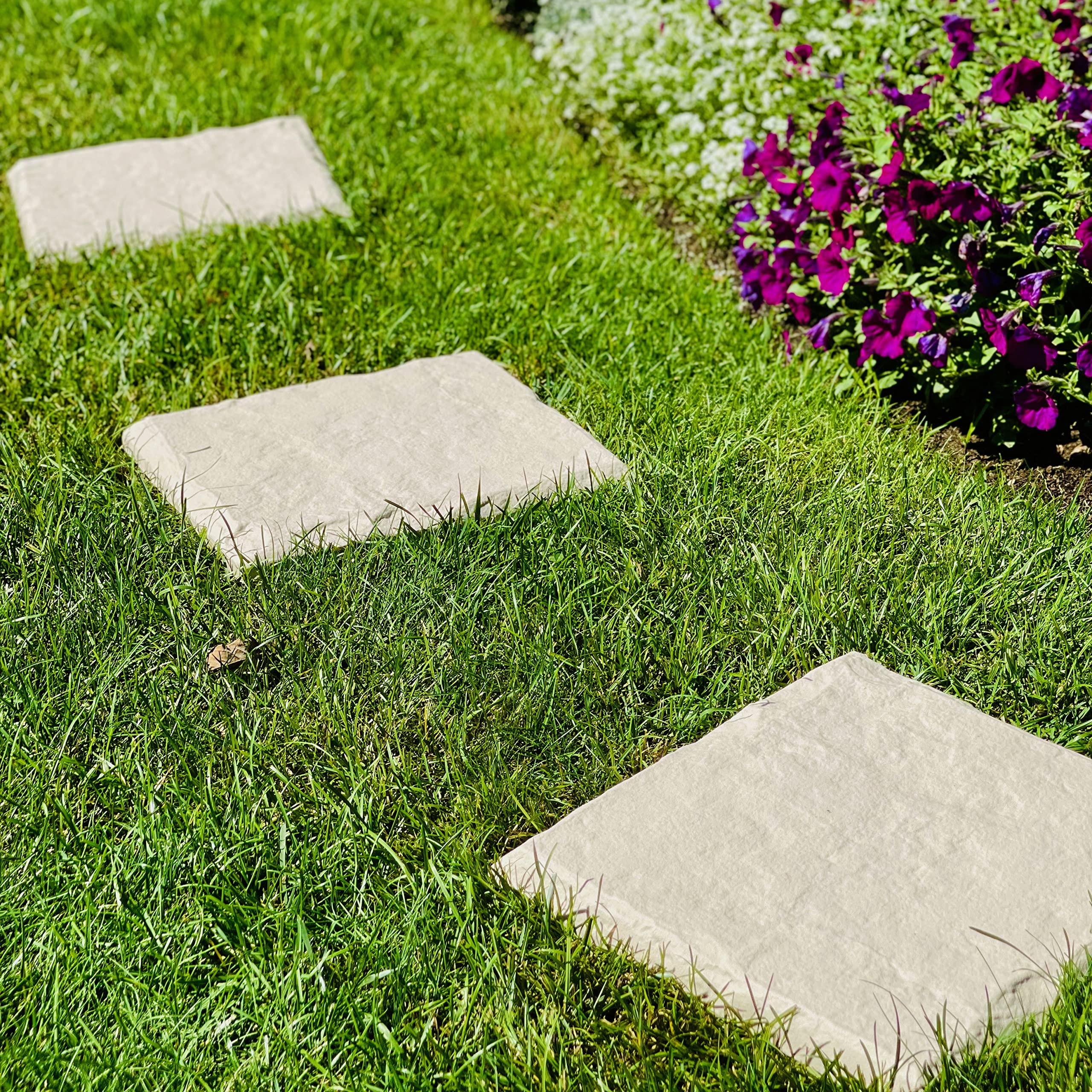 Gardien 15.5β Decorative Stepping Stones That Stake Into The Ground - Decorative Walkway for Outdoor Pathway, Lawn, Yard, Home, or Garden Pathway Pavers - Polyresin Material (8, Beige Limestone)