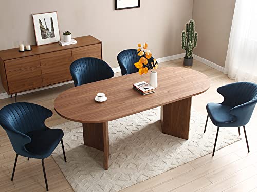 kevinplus 78'' Mid Century Modern Dining Table for 6, Oval Wooden Dining Table Dinner Table for Kitchen Living Room Office, Easy Assembly, Walnut