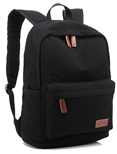 KAYOND Casual Style Lightweight canvas Laptop Bag/Durable Travel backpacks/Rucksack for Men&Women/Fashion Backpack Fits 15 inch Notebook (Black)