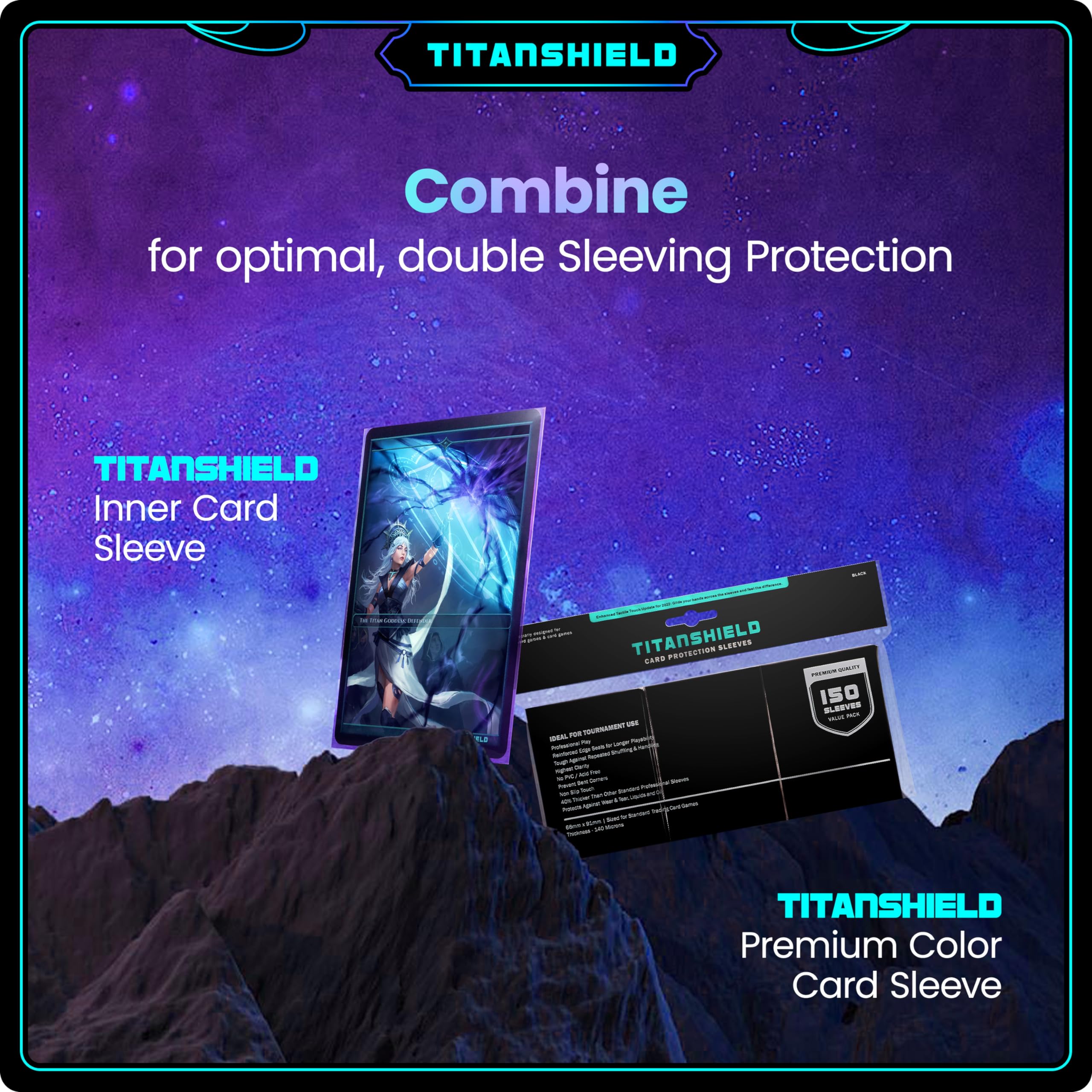 TitanShield 1000 Premium 60-Microns Ultra Clear Standard Size Perfect Exact Fit Inner Card Sleeves. Perfect for Double-sleeving and Compatible with Pokemon Cards MTG Magic The Gathering Lorcana