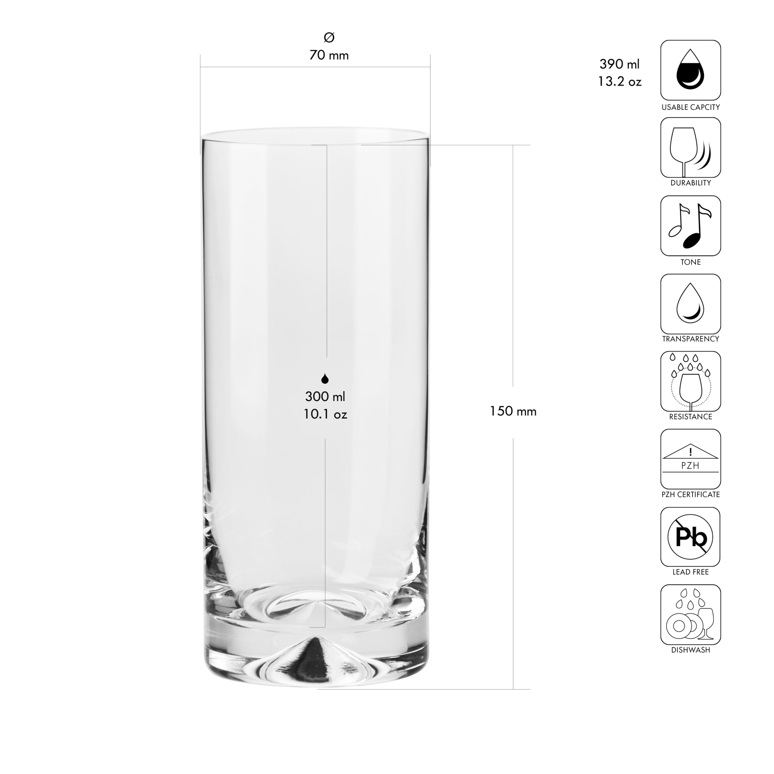 Krosno Water Juice Drinking Glasses, Set of 6, 10 oz, Mixology Collection, Ideal for Everyday Use, Cold Drinks Glasses, Dishwasher Safe, Made in Europe
