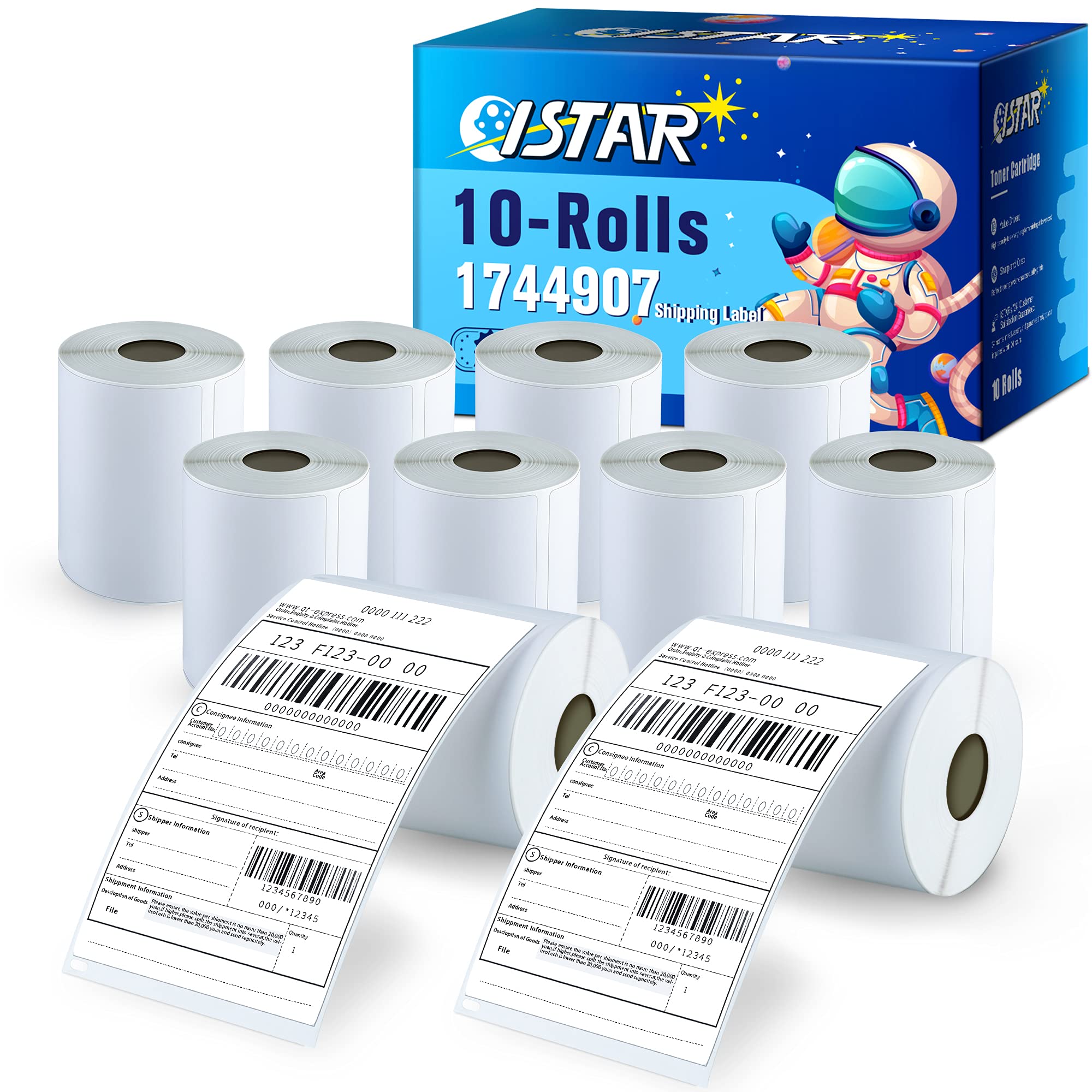 Compatible Shipping Label for DYMO 1744907(4" x 6") to use with LabelWriter 4XL Printer(10 Rolls, 220 Labels Per Roll, Strong Permanent Adhesive) 1