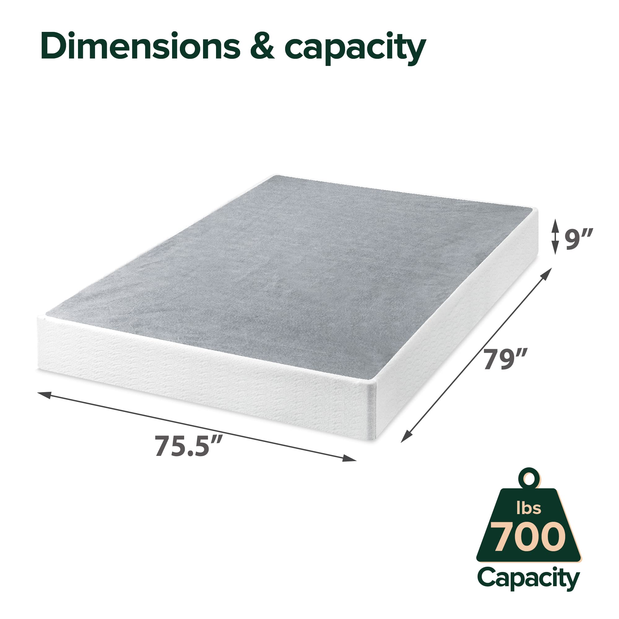 ZINUS 9 Inch Metal Smart Box Spring, Mattress Foundation, Strong Metal Frame, Easy Assembly, King
