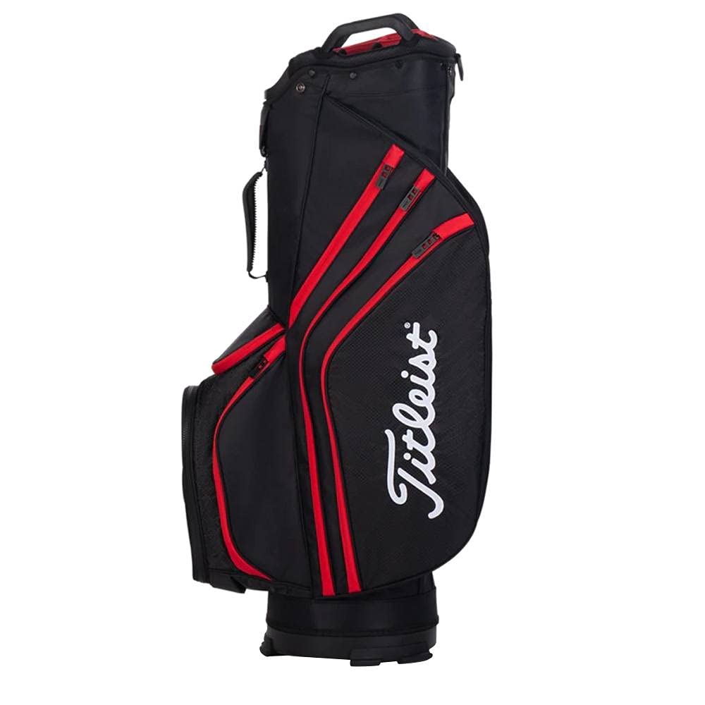 Titleist Cart 14 Lightweight Golf Bag, Black/Black/Red