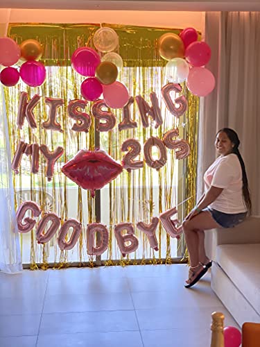 JeVenis Kissing My 20s Goodbye Decorations Kissing My 20s Goodbye Banner Balloons 30th Birthday Balloon Dirty 30 Balloon