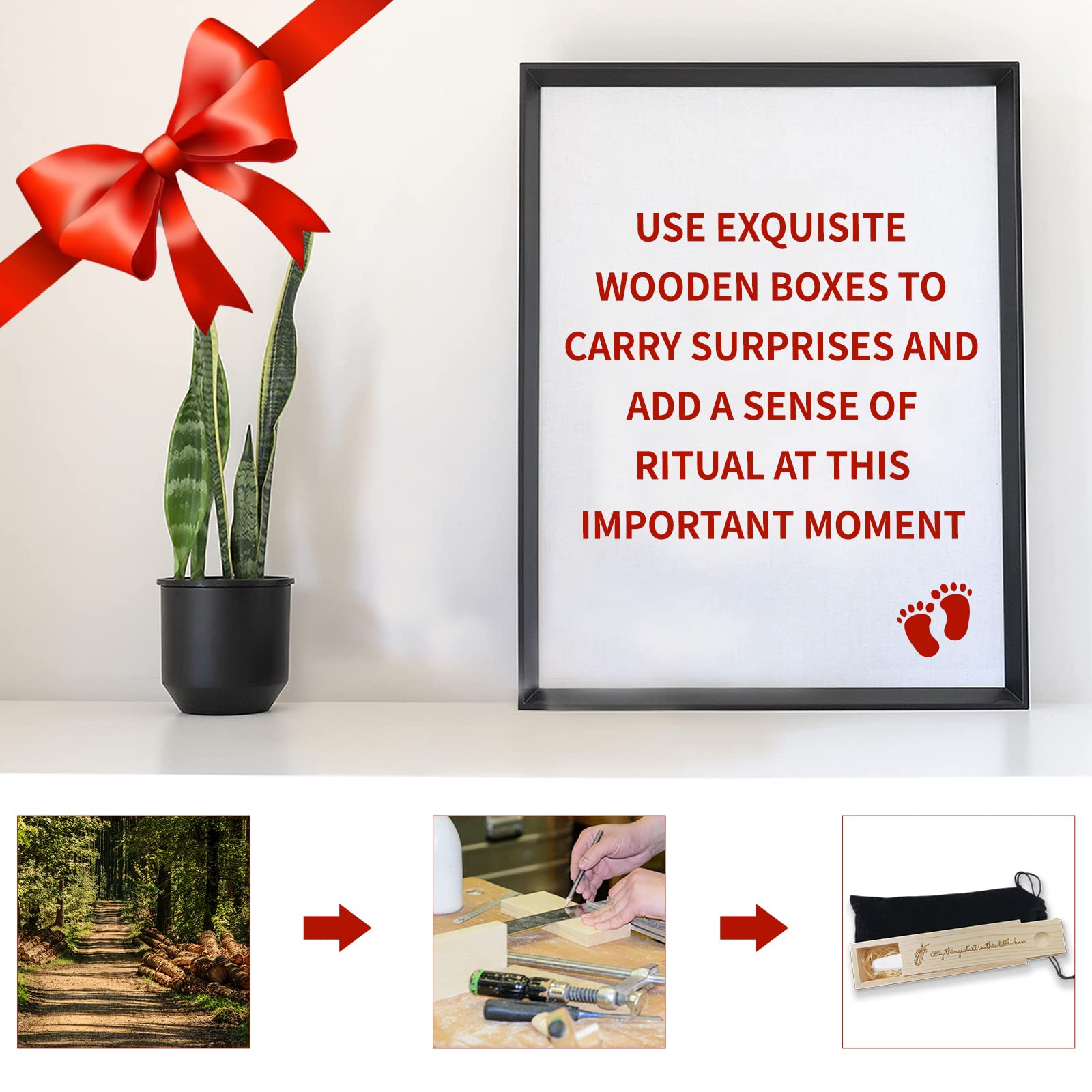 MufHomse Pregnancy Test Keepsake Box Baby Announced Box for Dad Surprise Pregnancy Announcements for Grandparents Baby Keepsake box Pine Wooden Storage Boxes