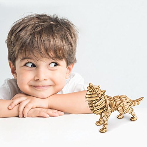 Rolife Build Your Own 3D Wooden Assembly Puzzle Wood Craft Kit Wolf Model Gifts for Kids and Adults