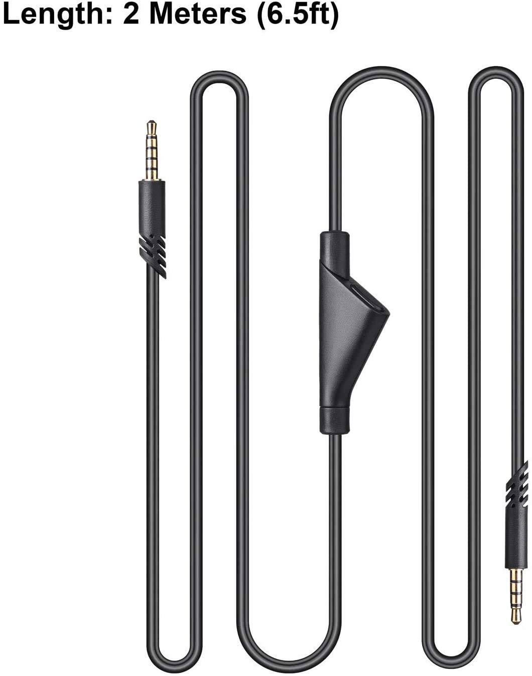 YARENKA Replacement Astro A10 A40 Cable, 2.0M A40 Inline Mute Cable Cord Compatible with Astro A10/A40 Gaming Headsets Xbox One Ps4 Controller Headphone Audio Extension Cable 6.5 Feet Black