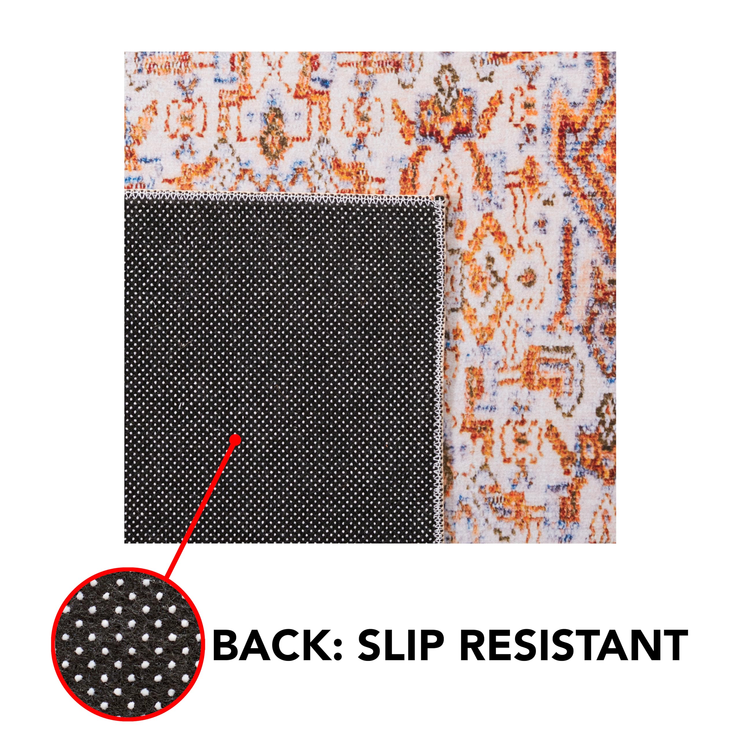 SAFAVIEH Tucson Collection Area Rug - 8' x 10', Beige & Rust, Boho Design, Non-Shedding Machine Washable & Slip Resistant Ideal for High Traffic Areas in Living Room, Bedroom (TSN166B)