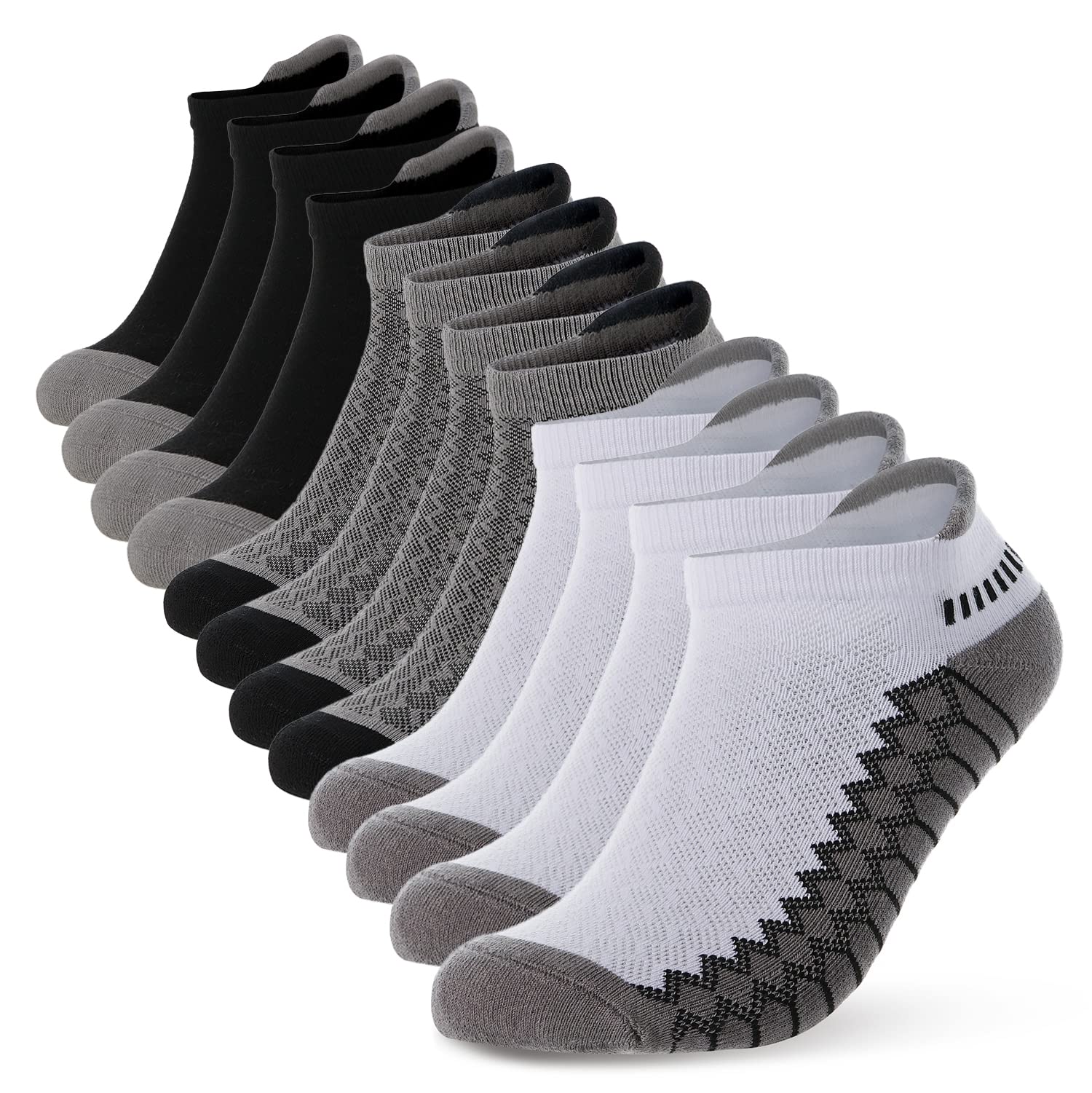 Compression Socks for Men and Women 6 Pair,No Show Socks Cushioned Breathable Low Cut Compression Running Athletic Sock with Ankle Support 001 Multi S