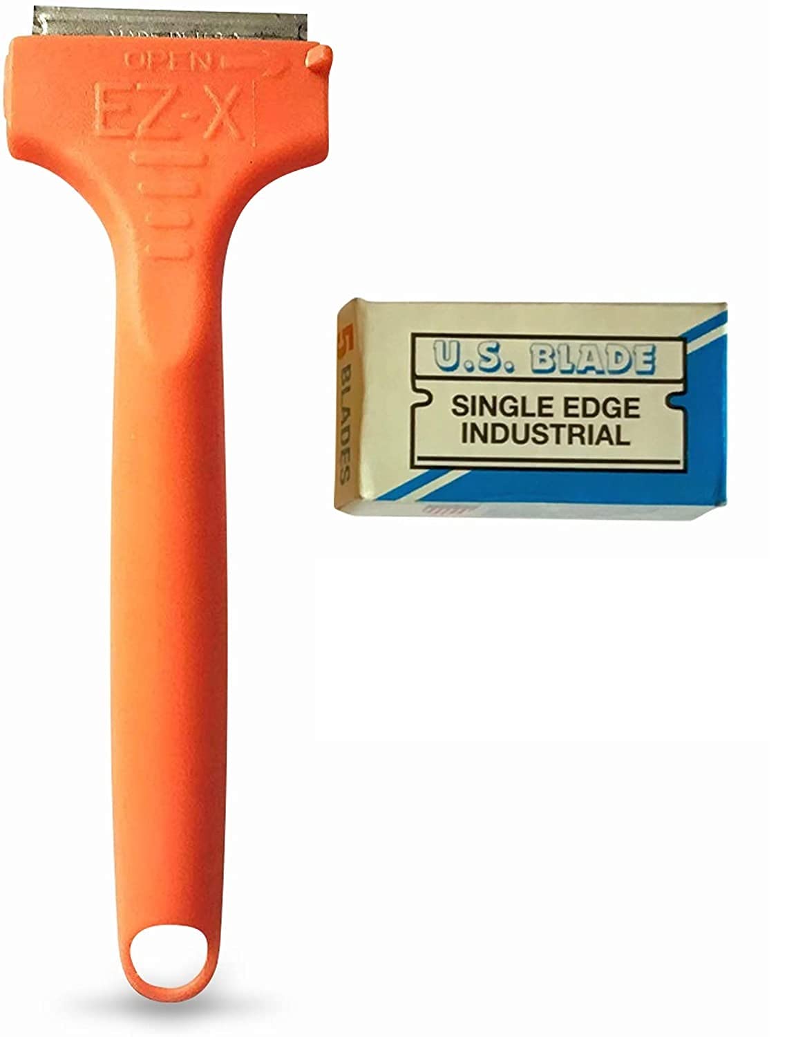 MINISCRAPER EZ X Razor Blade Scraper with 5 Pack of Metal U.S. Blades (Pat. Pending)