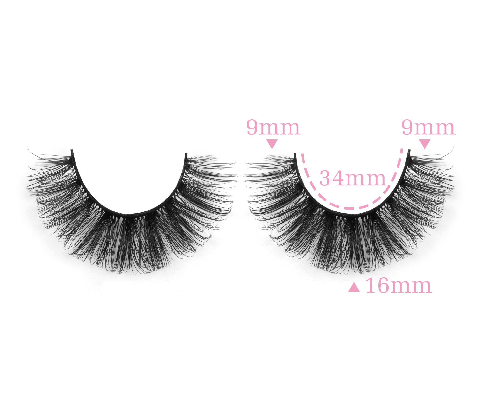 False Eyelashes Fluffy Mink Lashes Natural Wispy Medium Volume Eye Lashes 16MM C Curl Strip Lashes Extensions 8 Pairs Pack by Yawamica