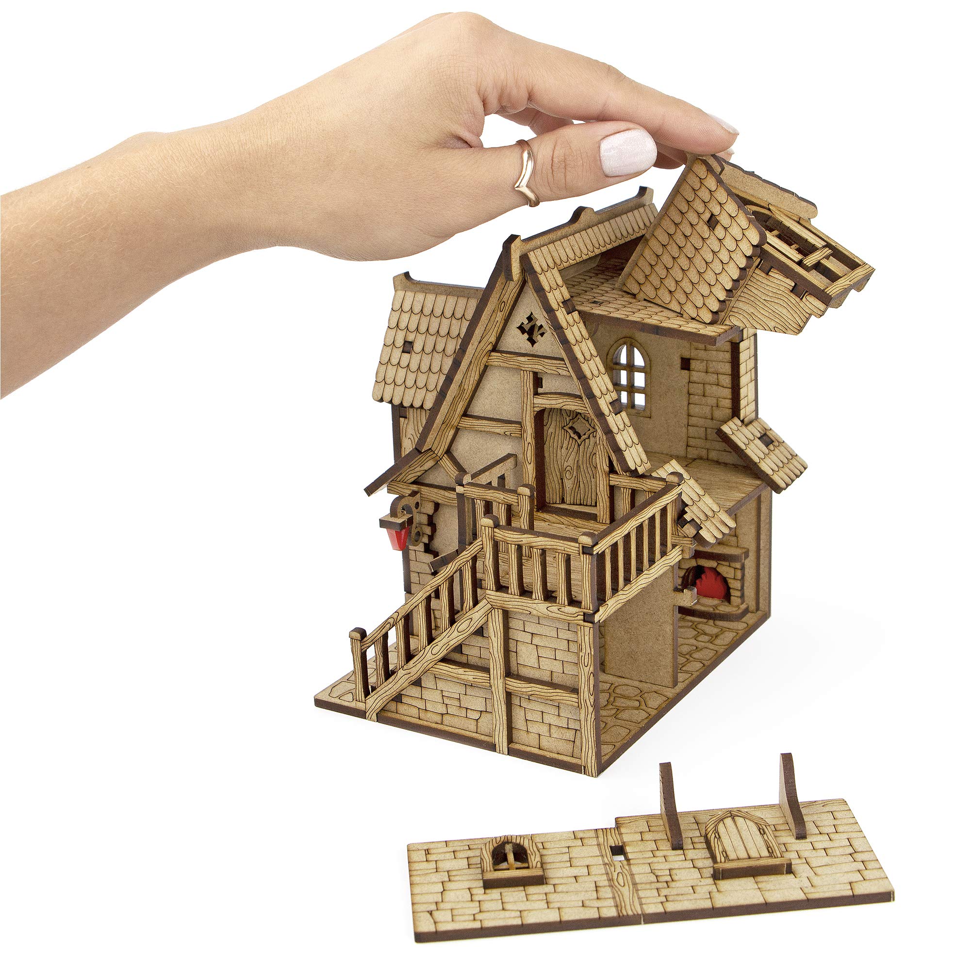 TowerRex Big House D&D Terrain Town Buildings - DND Accessories for Dungeons & Dragons, Pathfinder, Warhammer, Tabletop Battle map Grid, Wargaming Terrain, Scenery for 25mm 32mm 28mm Miniatures