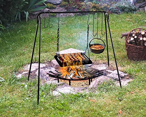 Fire Pit Grate, Woueniut 28" Portable Outdoor Wheel Wood Burning Pit Bonfire Pit Firewood Grate for Cooking Camping Heating Backyard Fireplace Patio