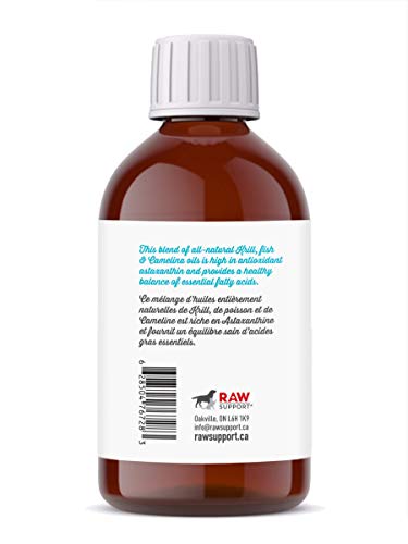 Raw Support Krill & Cameline 6.7fl.oz, Mix Liquid with a Little Warm Water and stir into Pets Food,1 of 12 Supplement Options, Dual Protective Closure with Outer wrap.