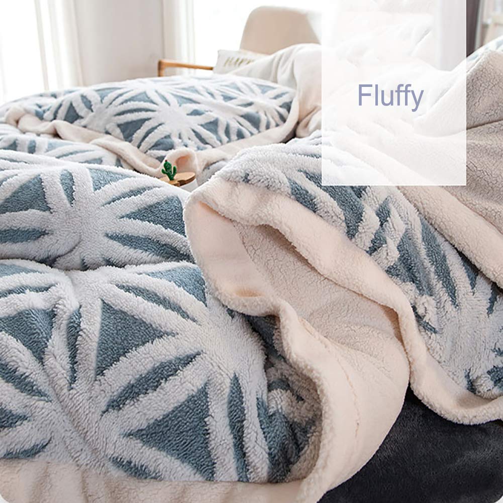 WCPQT Soft Flannel Bedding Set Duvet Cover,with Pillowcases Bed Sheet,Thermal Warm Fluffy Thicken Duvet Cover Set-F King 4pcs 220x240