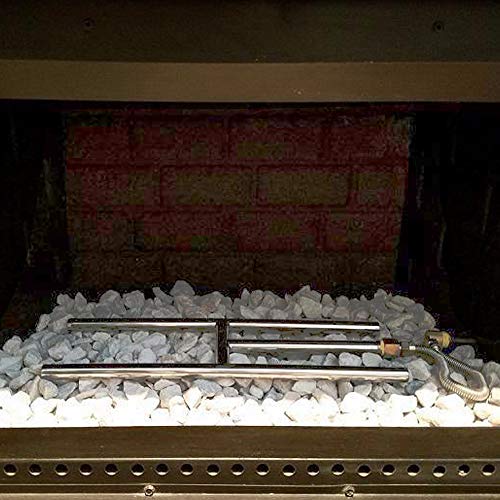 GASPRO 18 x 6 inch Gas Fireplace Burner, Stainless Steel H Burner for Gas Fireplace, Fire Pit, Propane & Natural Gas, Non-Whistle, Easy to Install