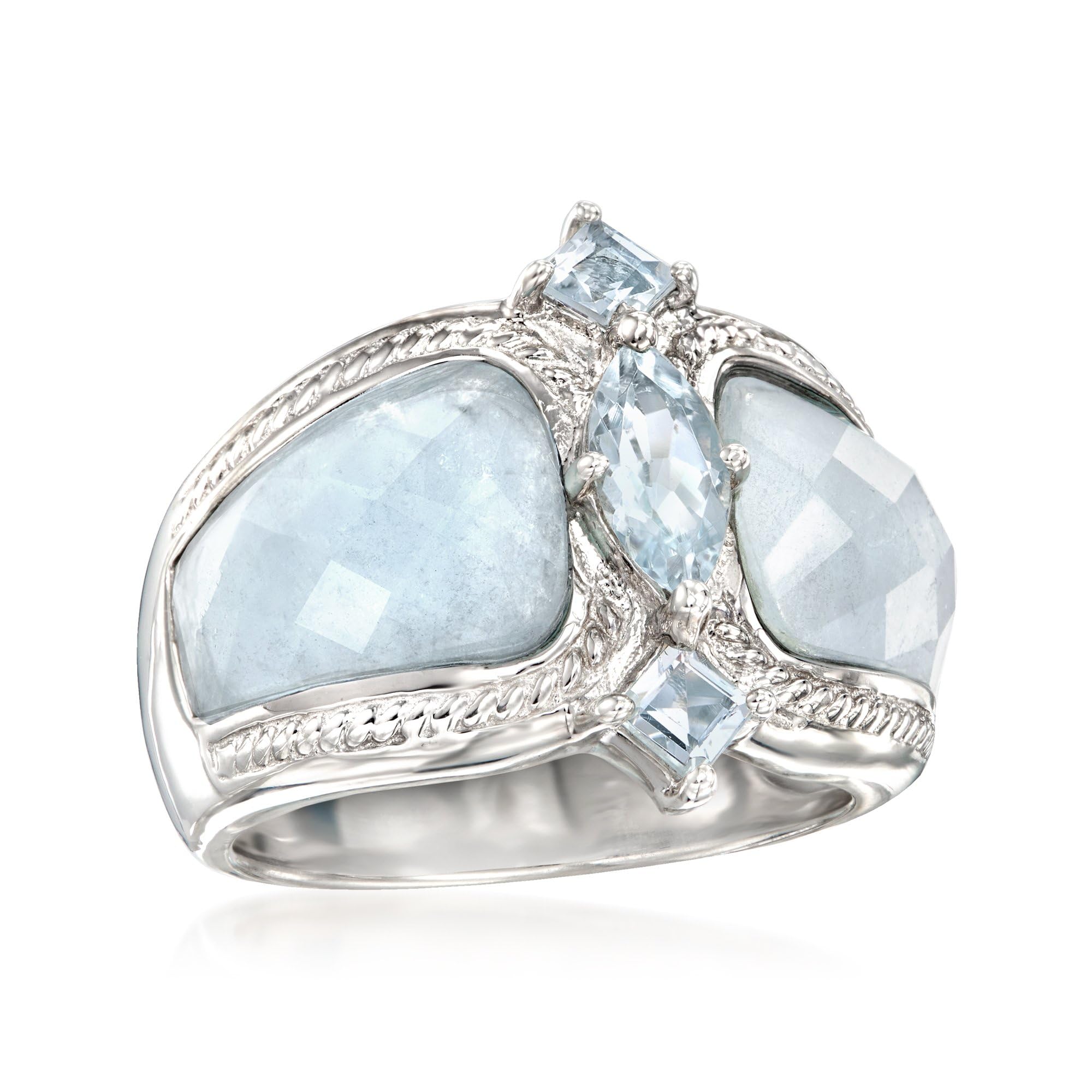 Ross-Simons 5.85 ct. t.w. Aquamarine Ring in Sterling Silver. Size 9