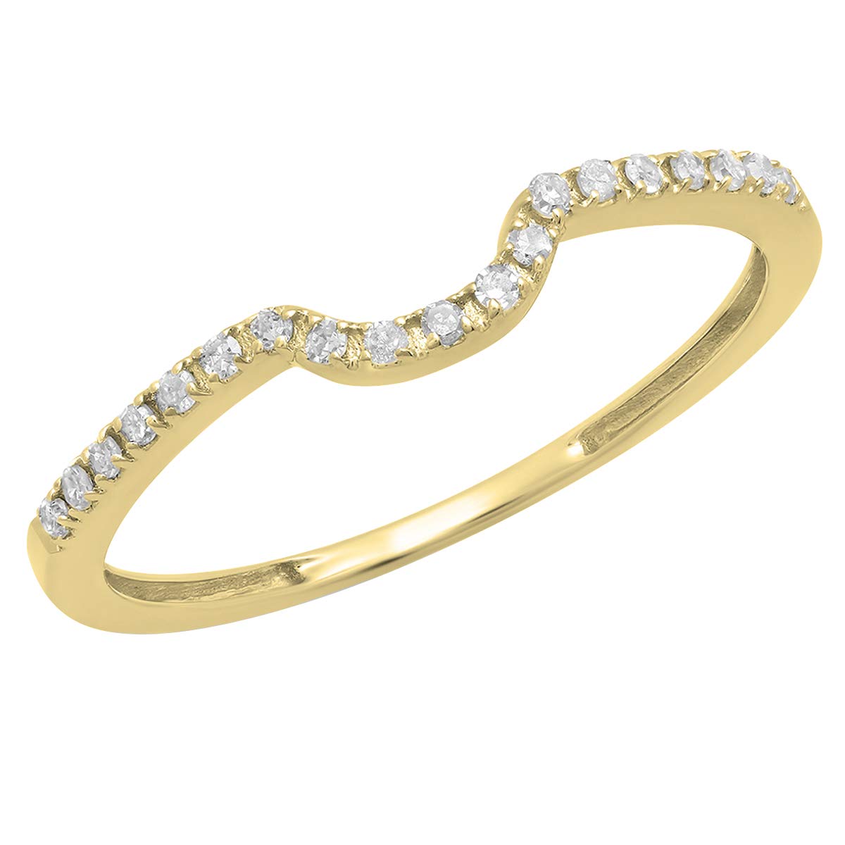 Dazzlingrock Collection 0.11 Carat (Ctw) 10K Round Lab Grown Diamond Women Wedding Band Guard Ring, Yellow Gold, Size 7.5