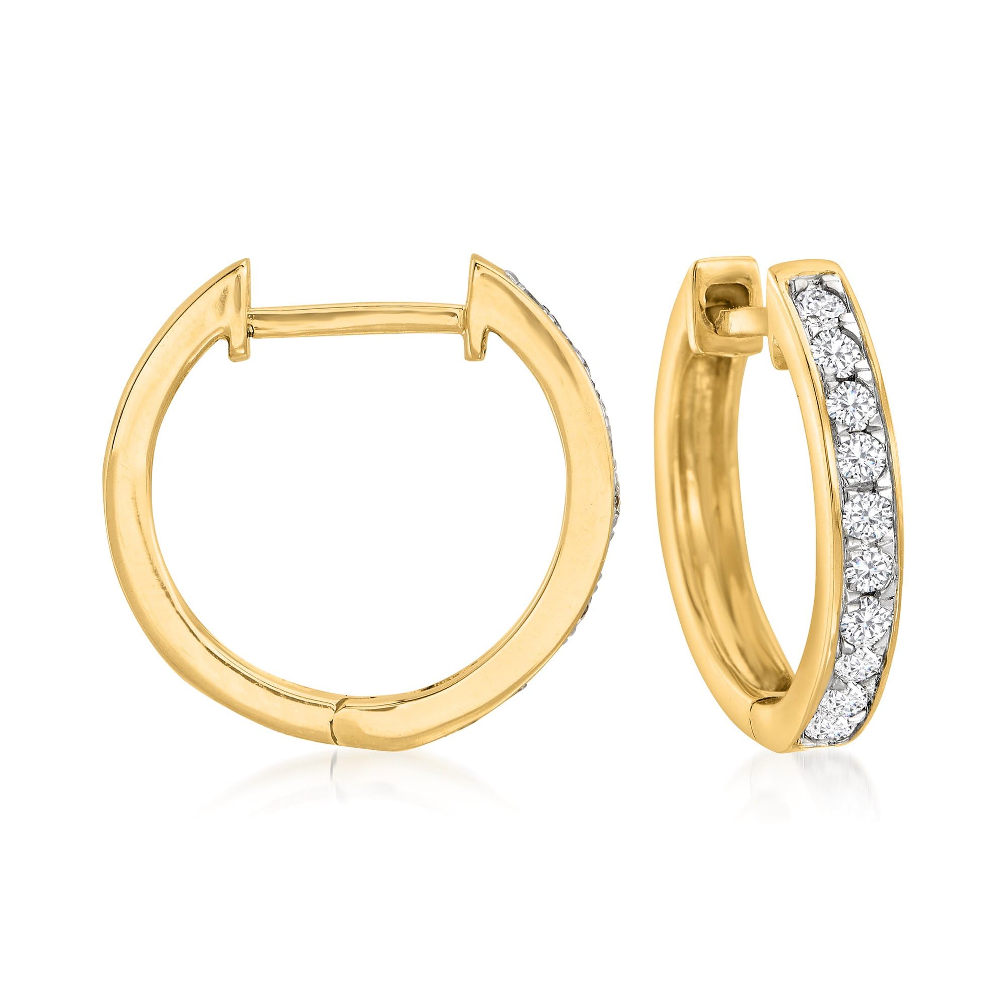 Ross-Simons Diamond Huggie Hoops Earring in 14kt Gold