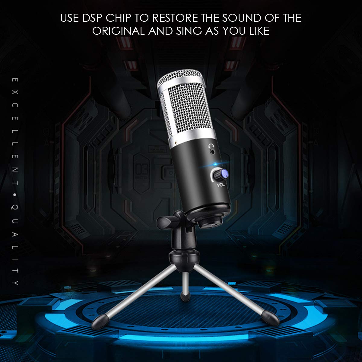 Tmtop Computer USB Microphone Laptop Condenser Recording External Microphone for Podcasting Video Chat Streaming Broadcast