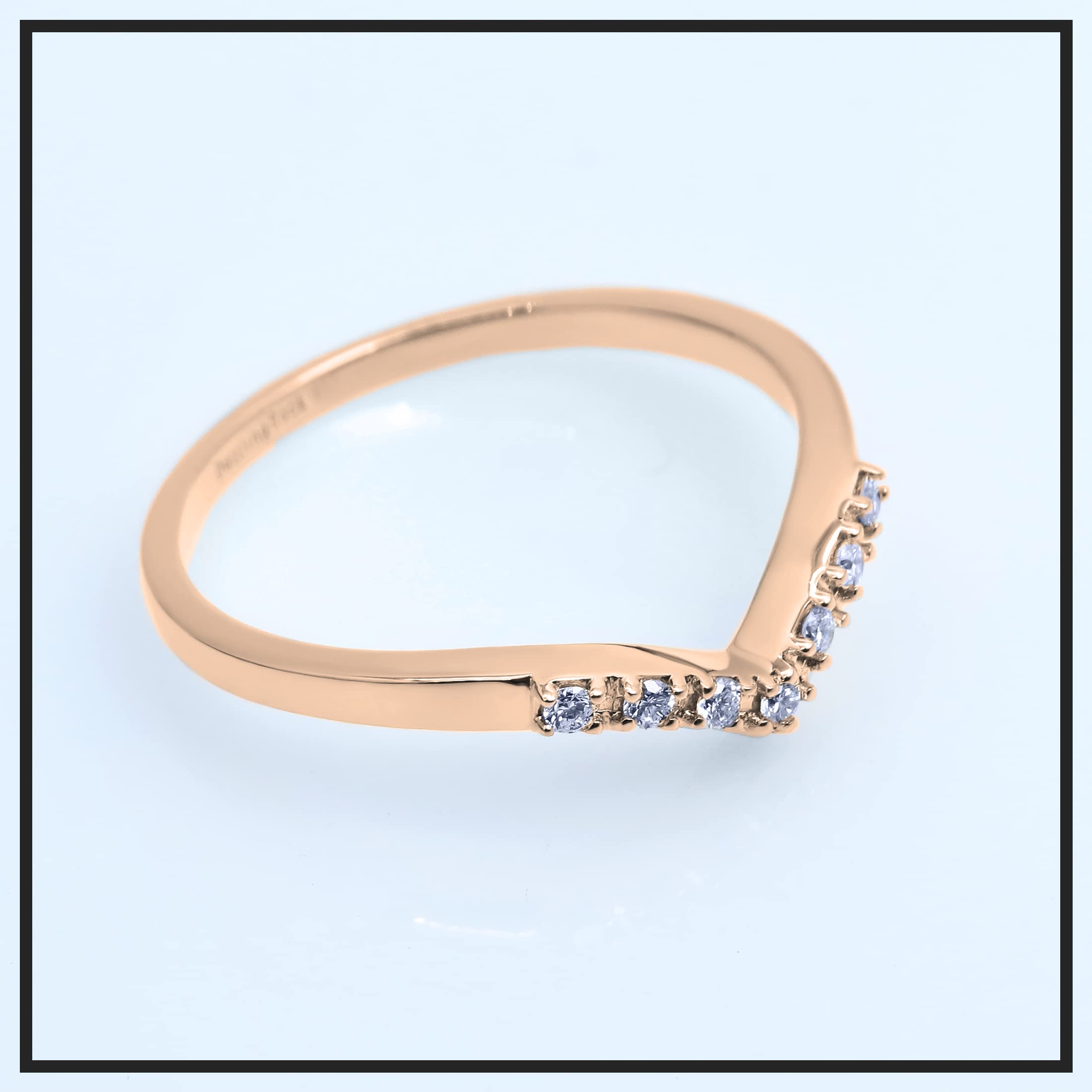 Dazzlingrock Collection 0.10 Carat (ctw) Round White Diamond 7 Stone Chevron Wedding Ring for Her in 14K Rose Gold Size 6