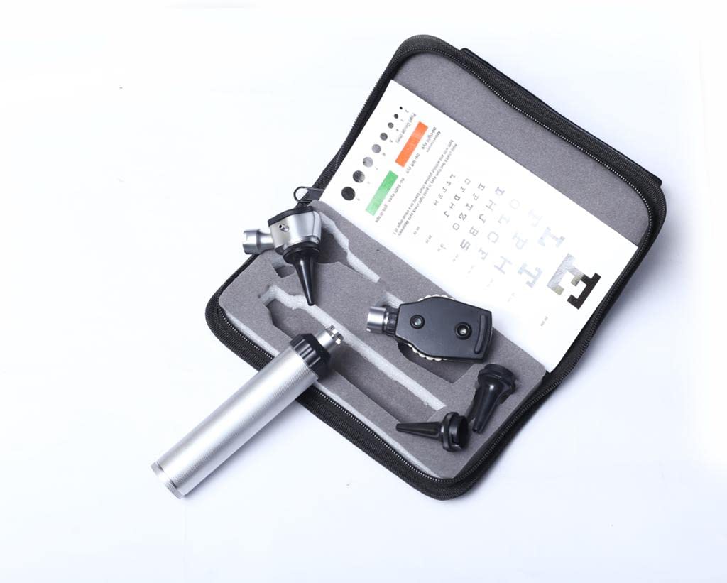 Real-Star Simaeco Otoscope, ophthalmoscope 2 in 1 stainless-steel handle for Both Adults and Pediatric. Batteries are not Included.