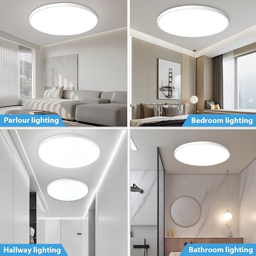 JHPGEOE Flush Mount LED Ceiling Light Fixture,Ultra-Thin 30W LED Ceiling Light,Close to Ceiling Lighting Fixtures for Living Room,Bedroom,Dining Room,Kitchen,Laundry Room (White Light (White))
