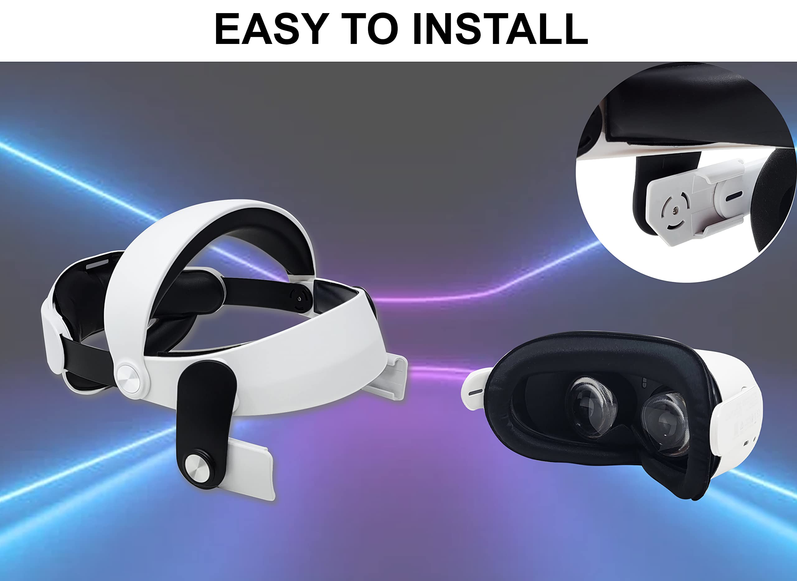 TNE Halo Headband for Oculus Quest 2 Headset Virtual Reality VR | Replacement Accessories for Oculus Quest 2 Elite Head Strap Reduce Head Pressure Enhanced Support (Soft Rear Cushion)