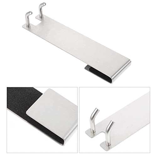 DOITOOL 3pcs Hanger Punch Glass Hook Clothing Frameless Hangers Extended Hats Free Stainless Steel Squeegee Hanging The Bedroom Robe Back Bathroom Storage Home Clo Universal Hooks Silver