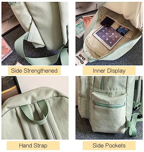 JHTPSLR Minimalist Aesthetic Backpack Solid Preppy Backpack Lightweight Backpack Casual Daypack Book Bags Backpack Supplies (Beige)