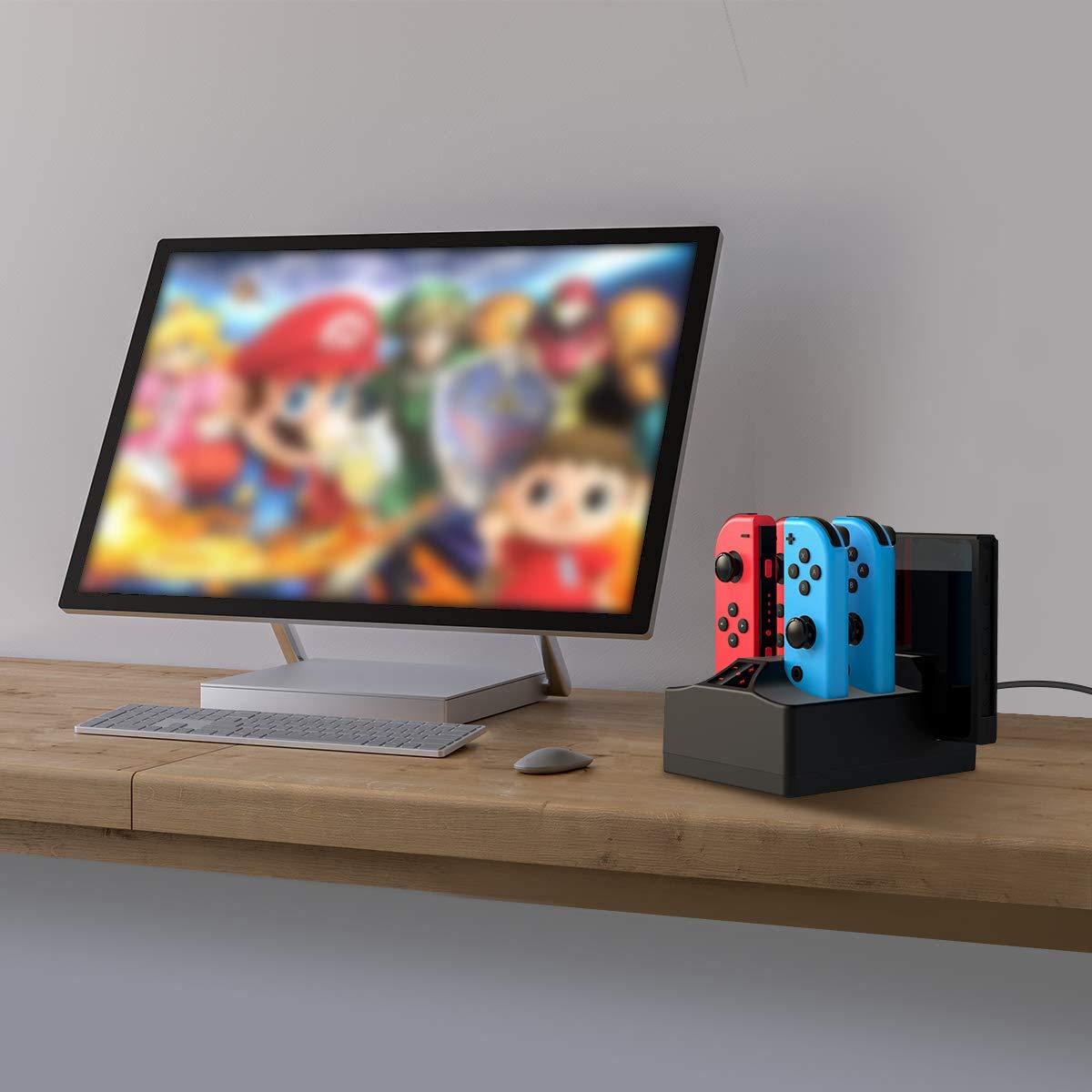 Charging Station for Switch, 5 in 1 Switch Controller Charger Joy Con Charging Dock Stand Fast Charger Station for Switch with an AC Power Black