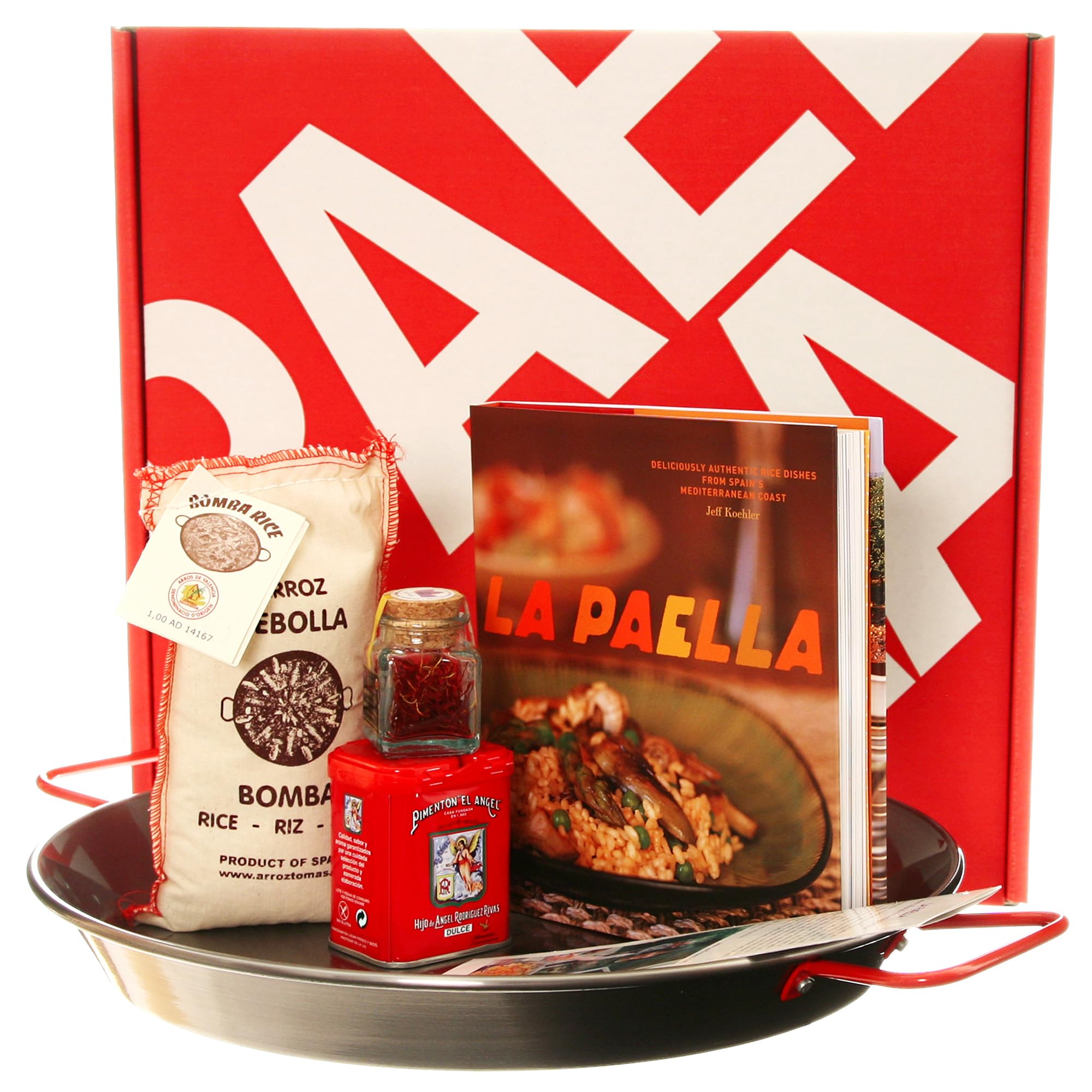 La Paella Gift Set with 14-Inch Carbon Steel Pan,Silver