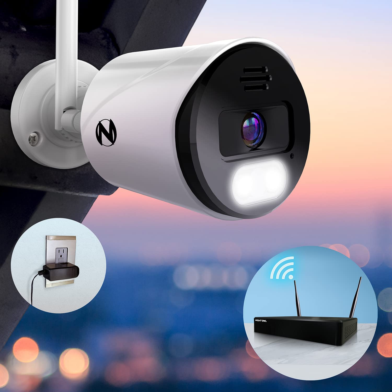 Night Owl Sp, Llc Night Owl 10 Channel Bluetooth Video Home Security Camera System with (4) Wi-Fi IP 4K HD Indoor/Outdoor Spotlight Cameras 2-Way Audio and 1TB Hard Drive, BTWN8-4L1