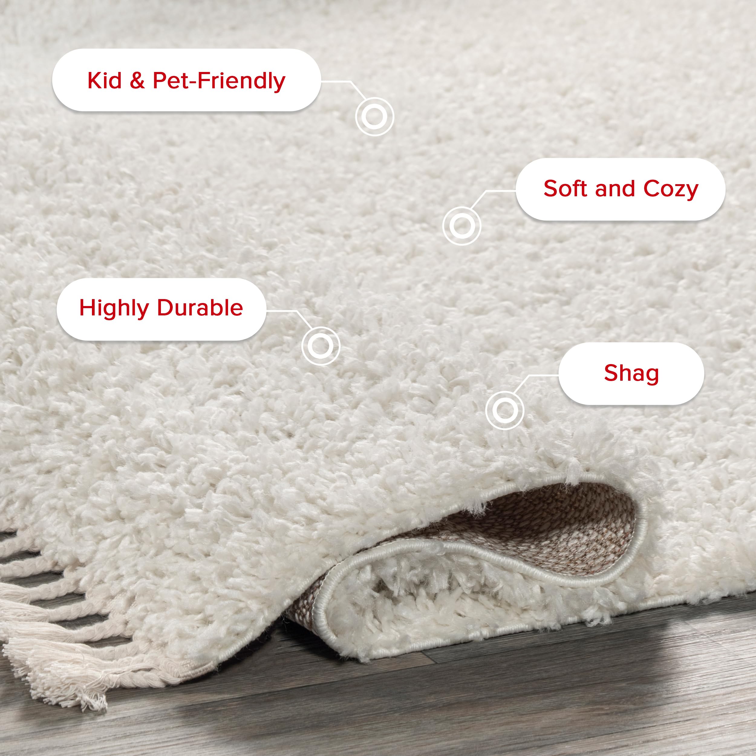nuLOOM Neva Modern Tasseled Shag Area Rug, 3x5, Ivory