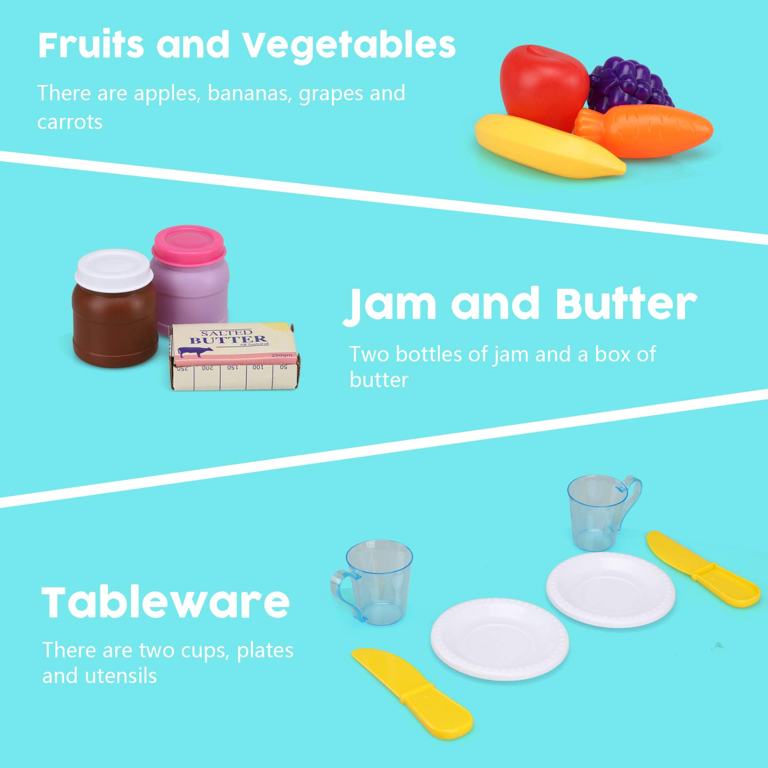 TOY Life Play Kitchen Accessories Toddler Kitchen Playset Toy Kitchen Appliances Kitchen Sets for Kids Ages 4-8 Kid Blender Toy Toaster Kitchen Set with Realistic Light Sound Gift for Girls Boys
